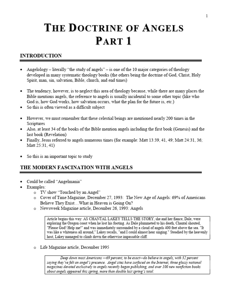 Class 3 The Doctrine of Angels Part 1 | PDF | Angel | Genesis Creation ...