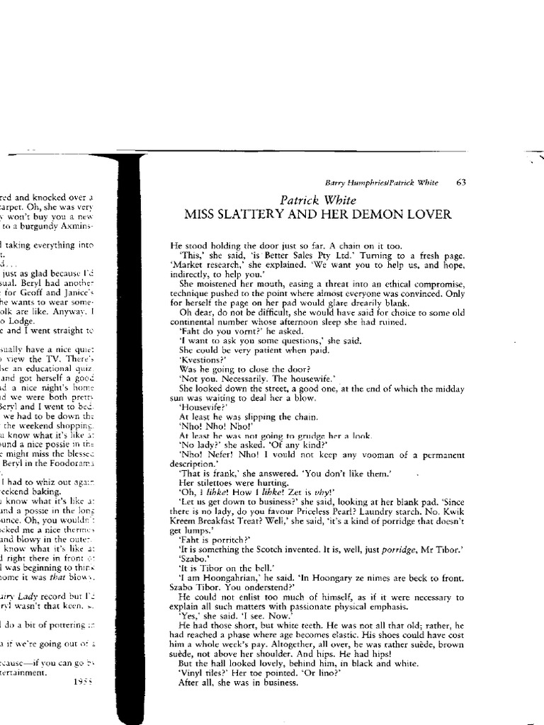 Miss Slattery and her Demon Lover - Patrick White_rotated | PDF