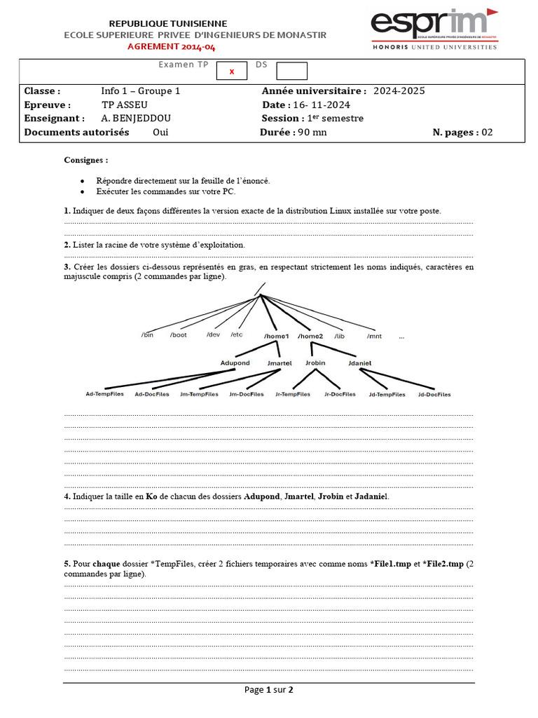 TP Ex ASSEU Info1 Gp1 Esprim | PDF