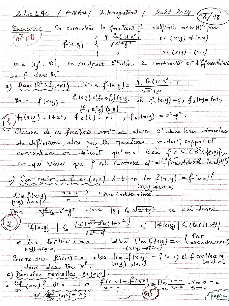 2LAC ANA4 23 24 Corrigé Interrogation 1 | PDF