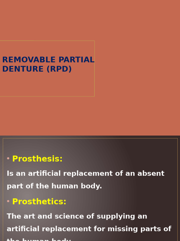 Removable Partial Dentures | PDF | Dentures | Dental Anatomy