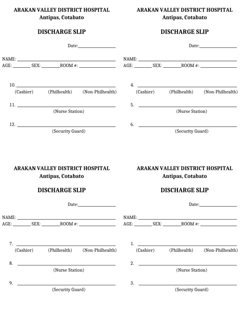Discharge Slip Discharge Slip | PDF