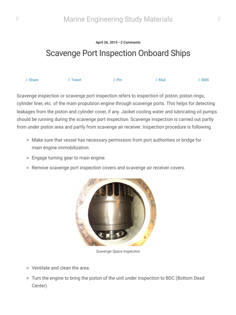 Scavenge Port Inspections | PDF | Piston | Cylinder (Engine)