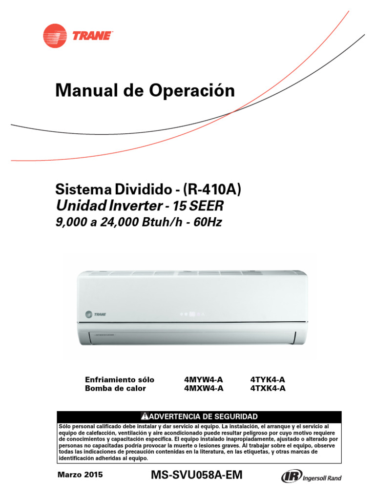Manual de Operacion Mini Split Seer 15 Ms-Svn046a-Em | PDF | Humedad | Ingenieria Eléctrica