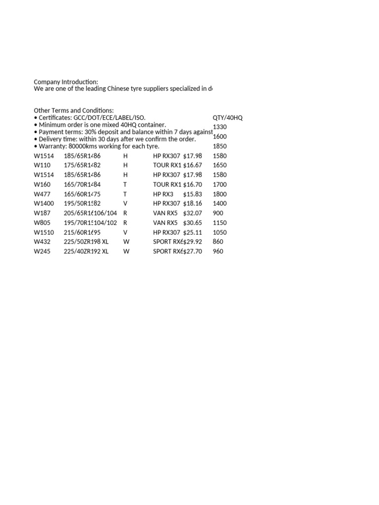 Car Tire Quotation With Text | PDF