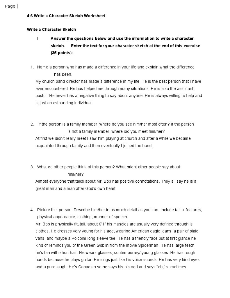 10.2.1 Write A Character Sketch | PDF | Clothing