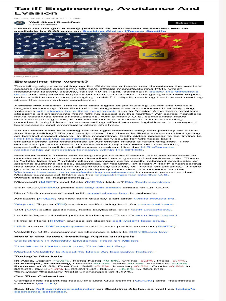 Tariff Engineering Avoidance And Evasion | PDF