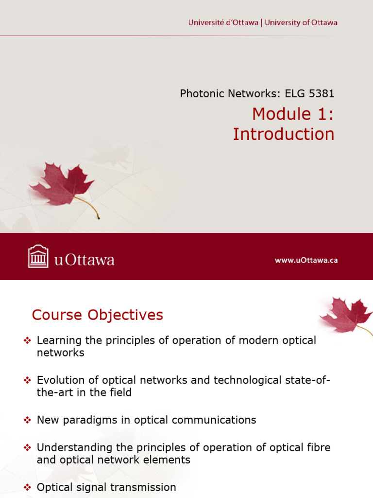 ELG5381_Module1_Introduction_January2023 | PDF | Computer Network | Packet Switching