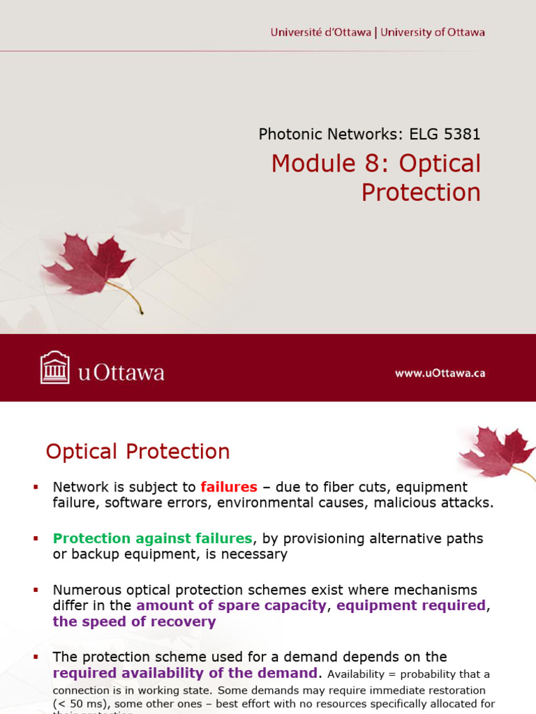 ELG5381 Module8 OpticalProtection 23march2023 | PDF | Optics ...