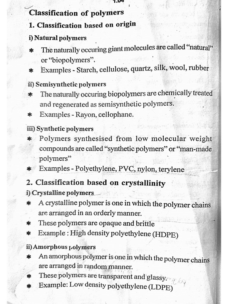 Classification of Polymer | PDF