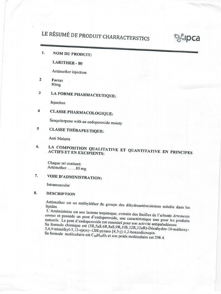 RCP Artemether 80 | PDF