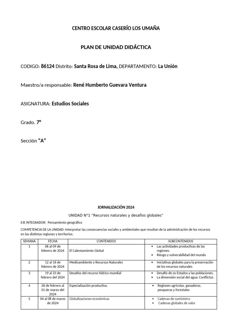 7° Plani Didact Blanca Lidia Turcios Nuevo Programa | PDF | Cambio ...