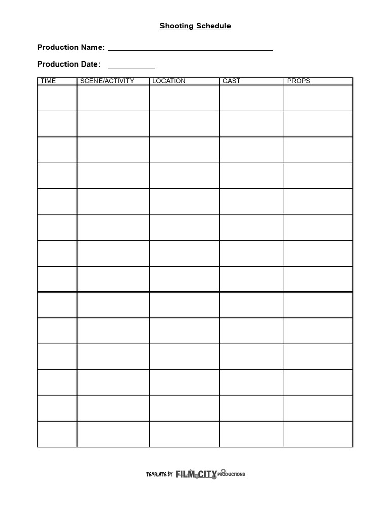 U4 - AD2 - Shooting Schedule Example | PDF