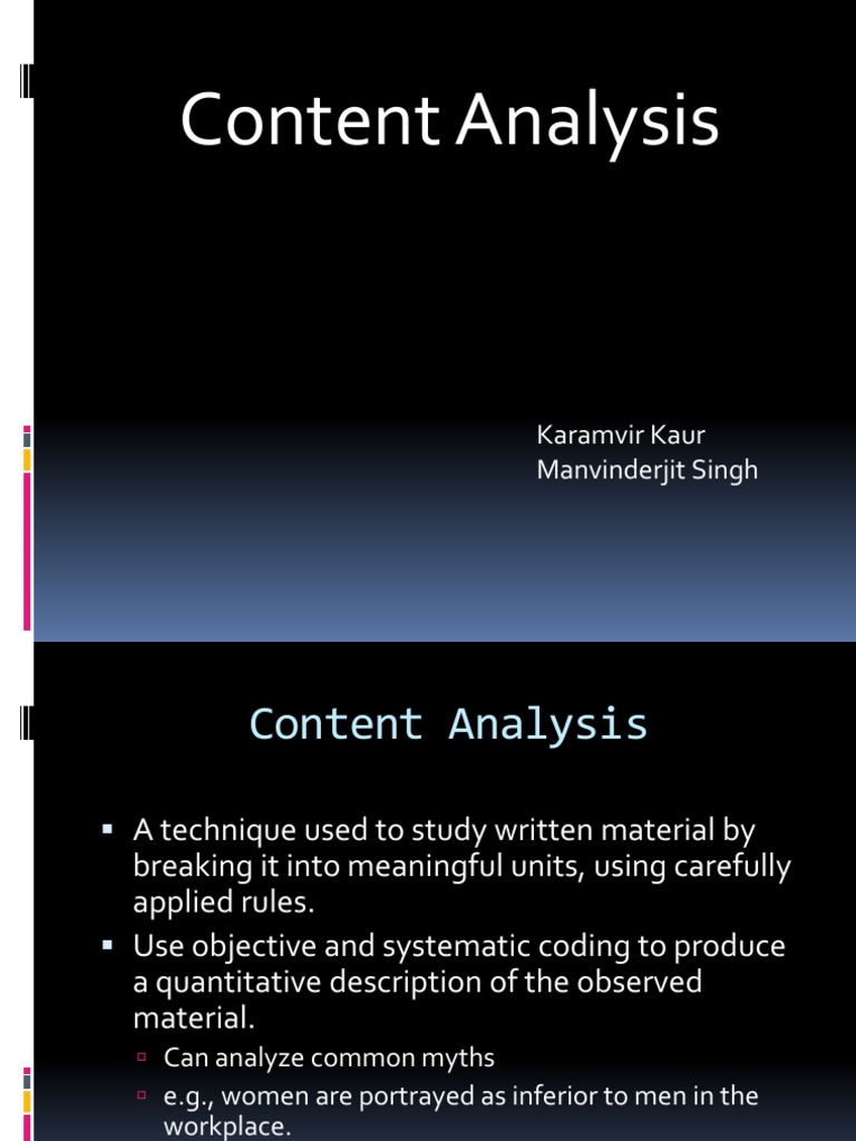 Content Analysis Ppt | Analysis | Concept