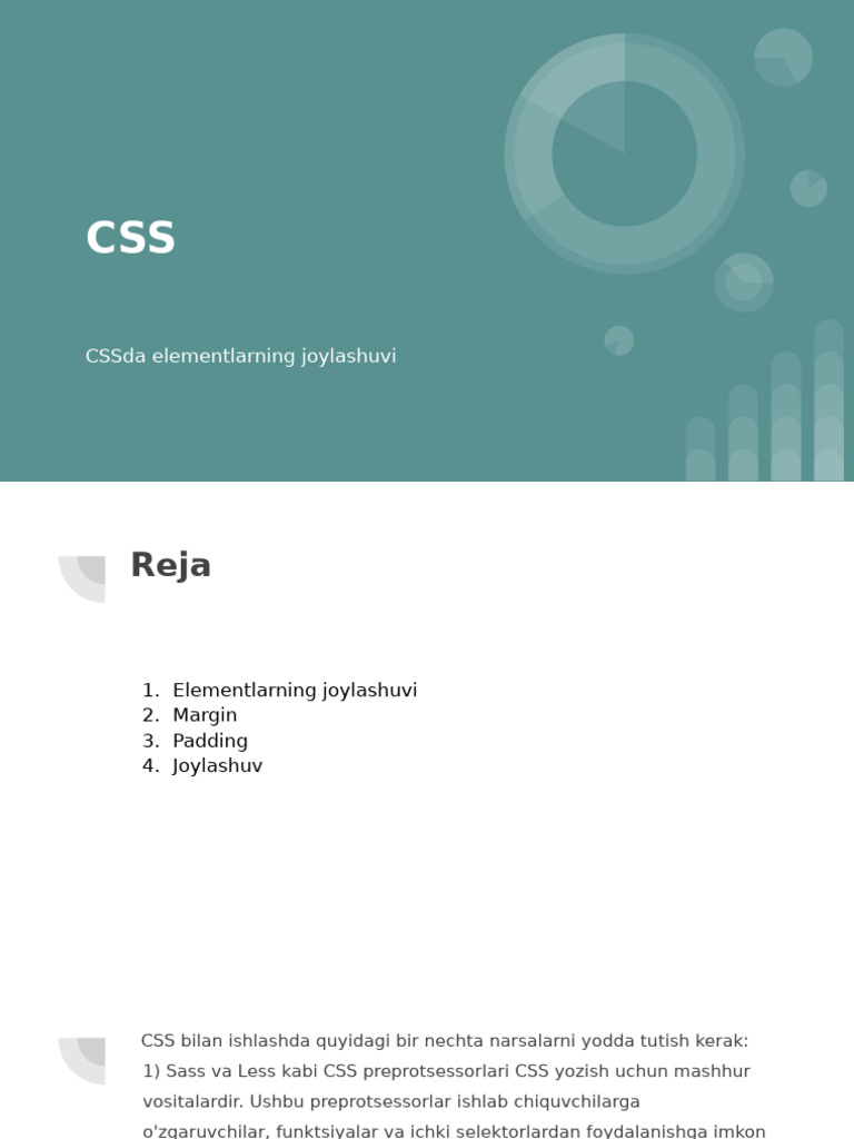 6-Mavzu. CSS3 Asoslari. CSS Matn Effektlari. | PDF