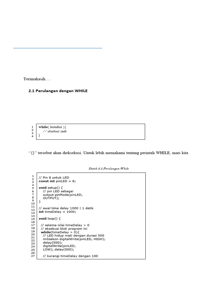 Materi Robotika While For | PDF