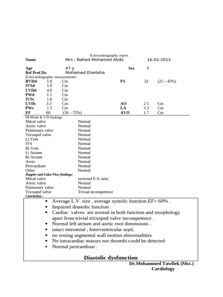Diastolic Dysfunction | PDF