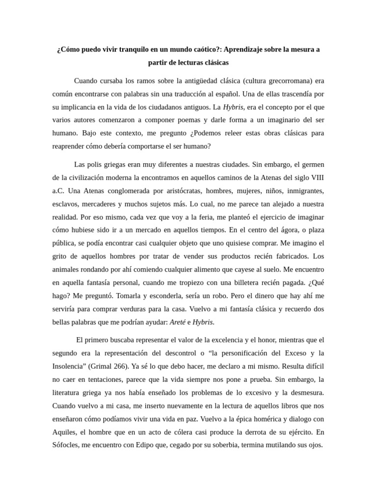 Cómo Puedo Vivir Tranquilo en Un Mundo Caótico | PDF