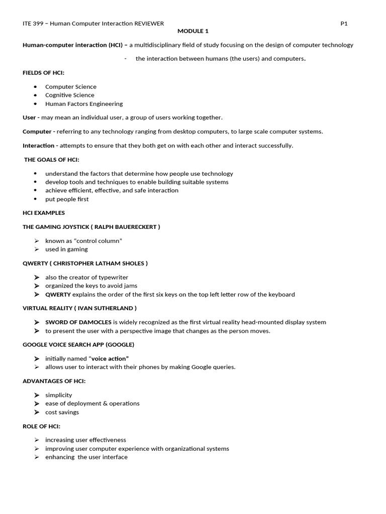Ite 399 Lecture Reviewer | PDF | Human–Computer Interaction | User Interface Design