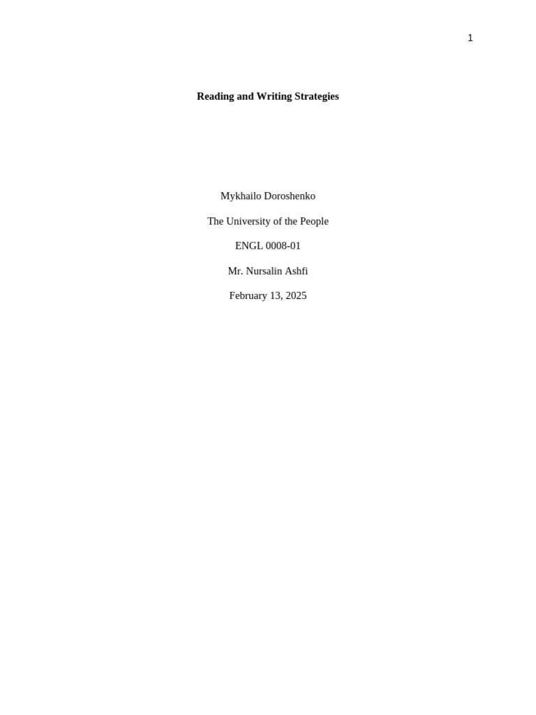 Reading and Writing Strategies | PDF