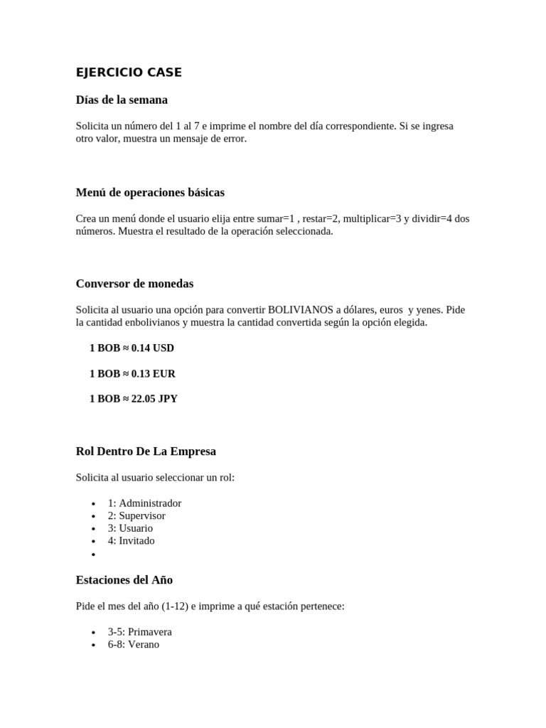 Ejercicio Case | PDF