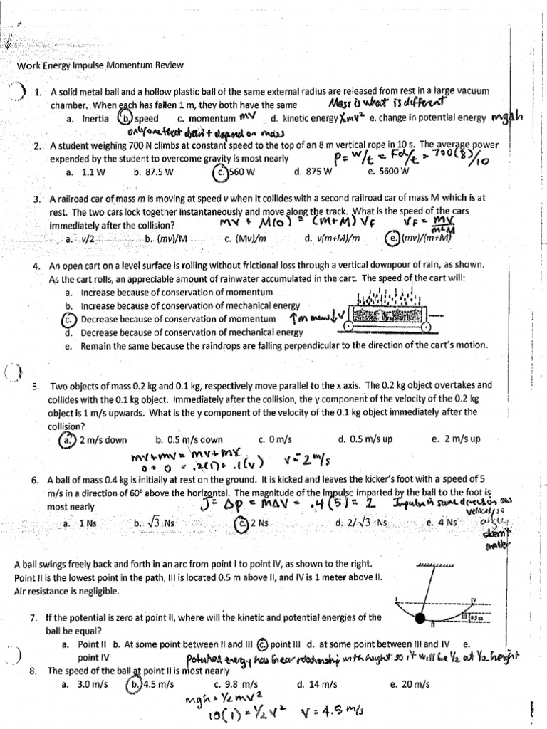 Work Energy Momentum Review Key-12072015065157 | PDF