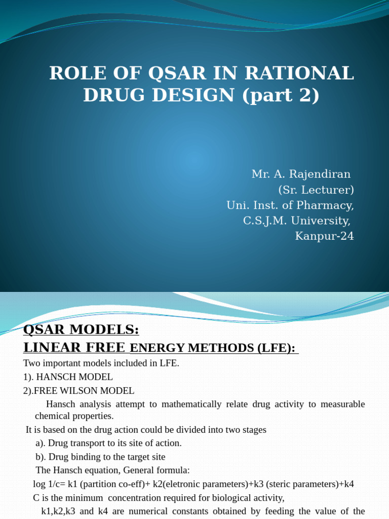ROLE-OF-QSAR-IN-RATIONAL-DRUG-DESIGN-Part2 (1) | PDF | Quantitative ...