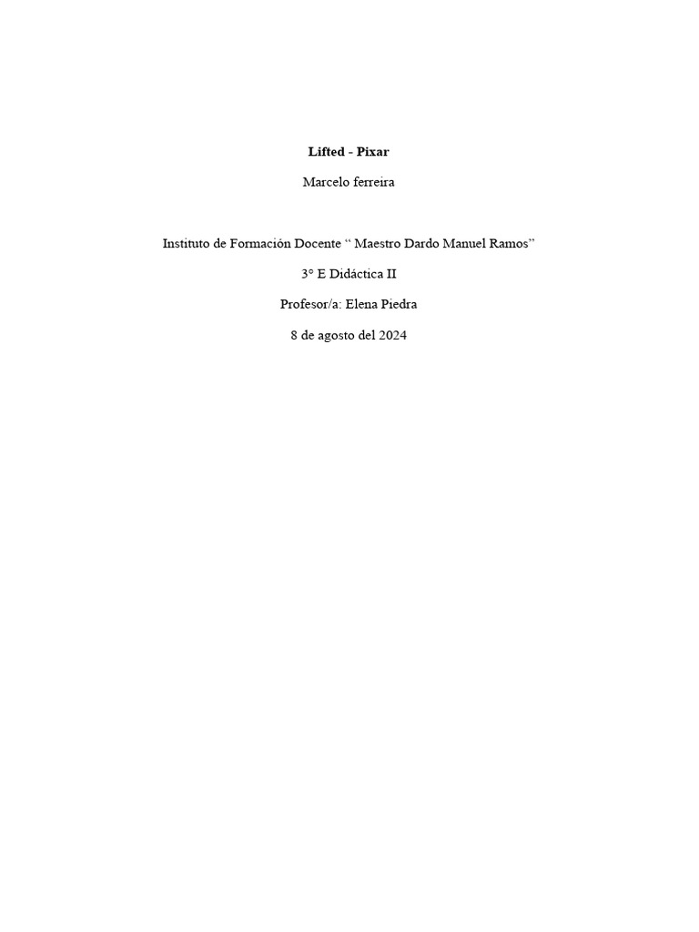 Lifted - Pixar | PDF | Aprendizaje