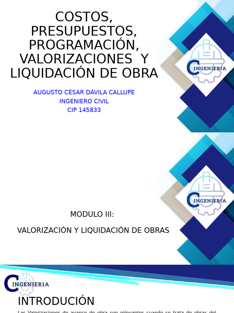 C Ingenieria - m3 - Clase 1 | PDF | Presupuesto | Índice de precios al consumidor