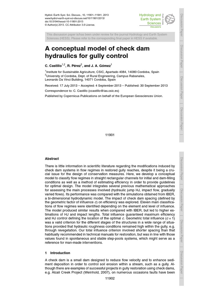 Check Dam Hydraulics Conceptual Model Iber | PDF | Dam | Spillway
