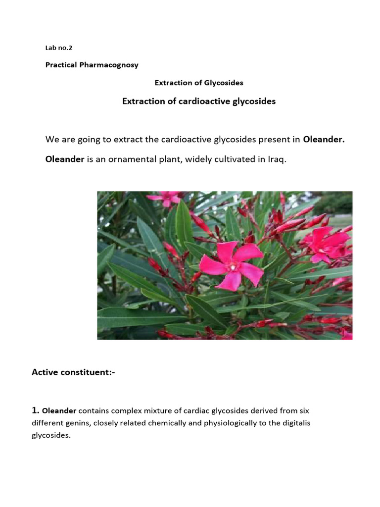 Extraction of Cardioactive Glycosides | PDF