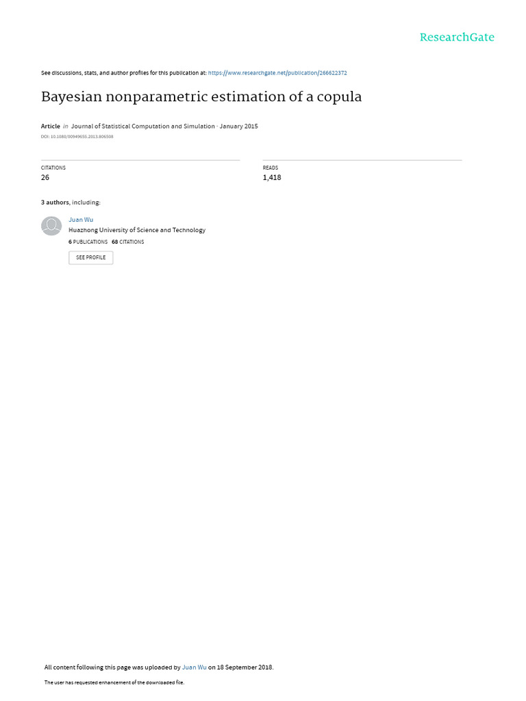 Ba Yes I Ann On Parametric Estimation of A Copula | PDF | Normal Distribution | Bayesian Inference
