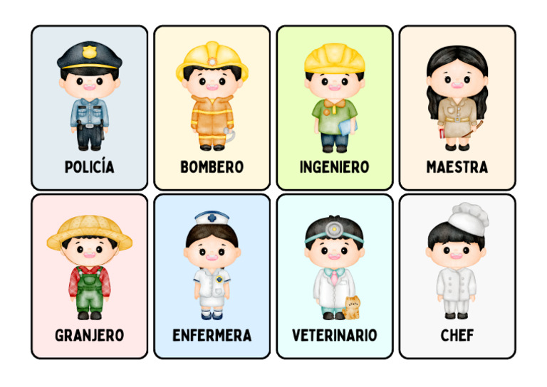 Tarjetas Educativas Oficios y Profesiones | PDF