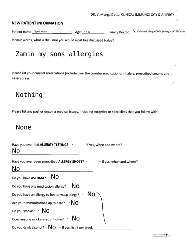 SK Allergy Intake Form | PDF