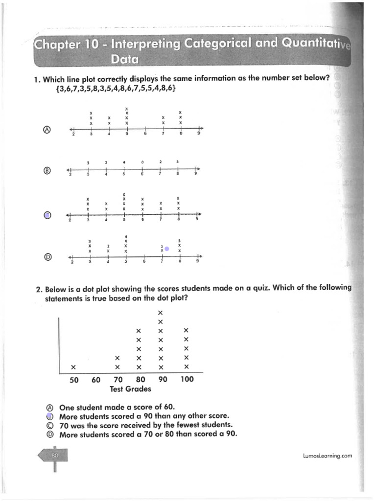 Algebra 1 Chapter 10 Intepreting Categorical and Quantitative Data | PDF