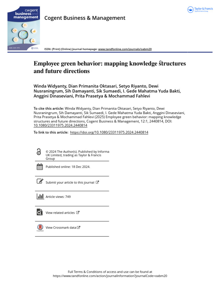 Employee Green Behavior Insights and Trends | PDF | Leadership | Science
