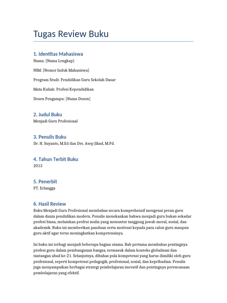 Tugas Review Buku Menjadi Guru Profesional | PDF