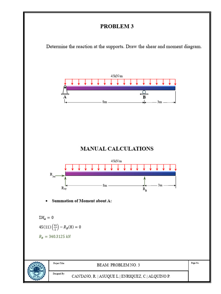 Cantano Et Al., 2025 - Beam Problem 3 | PDF | Beam (Structure) | Mechanical Engineering