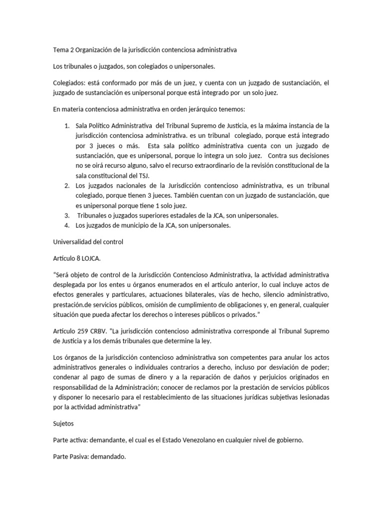 Tema 2 y 3 CONTENCIOSO ADMINISTRATIVO DECIMO | PDF | Jurisdicción | Juez