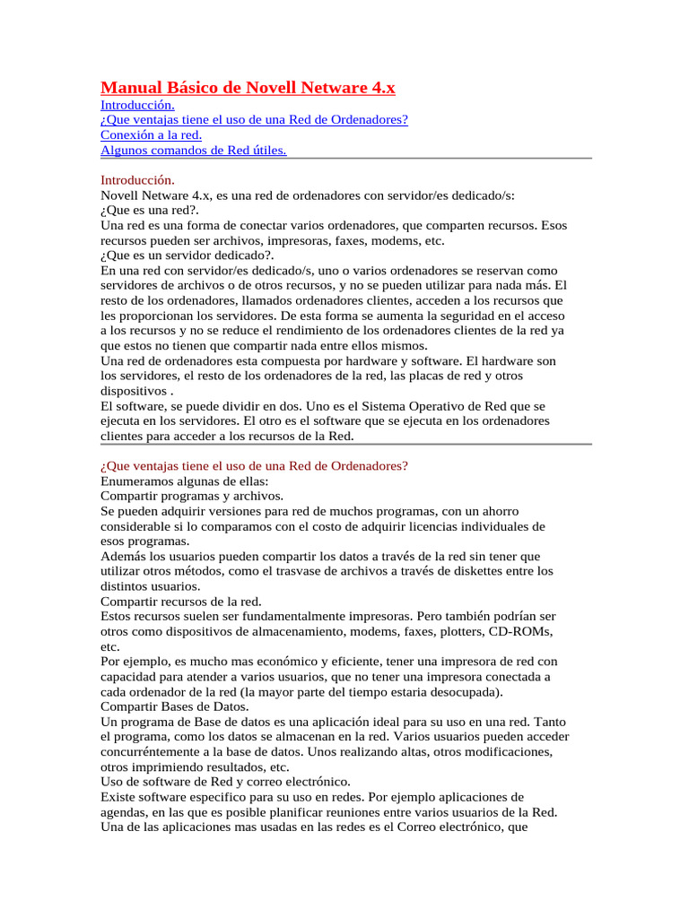 Manual de Novell Netware 4.x | PDF | Red de computadoras | Contraseña