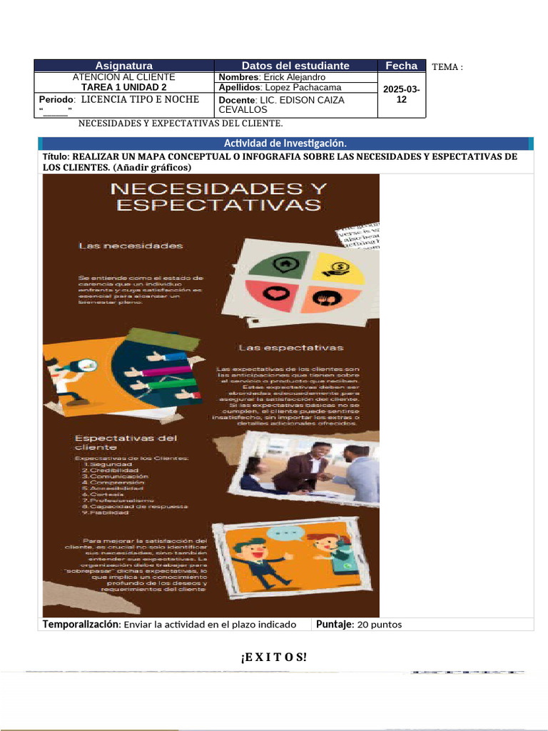 2 TAREA 1 UNIDAD 2 NECESIDADES Y EXPECTATIVAS DE LOS CLIENTES | PDF
