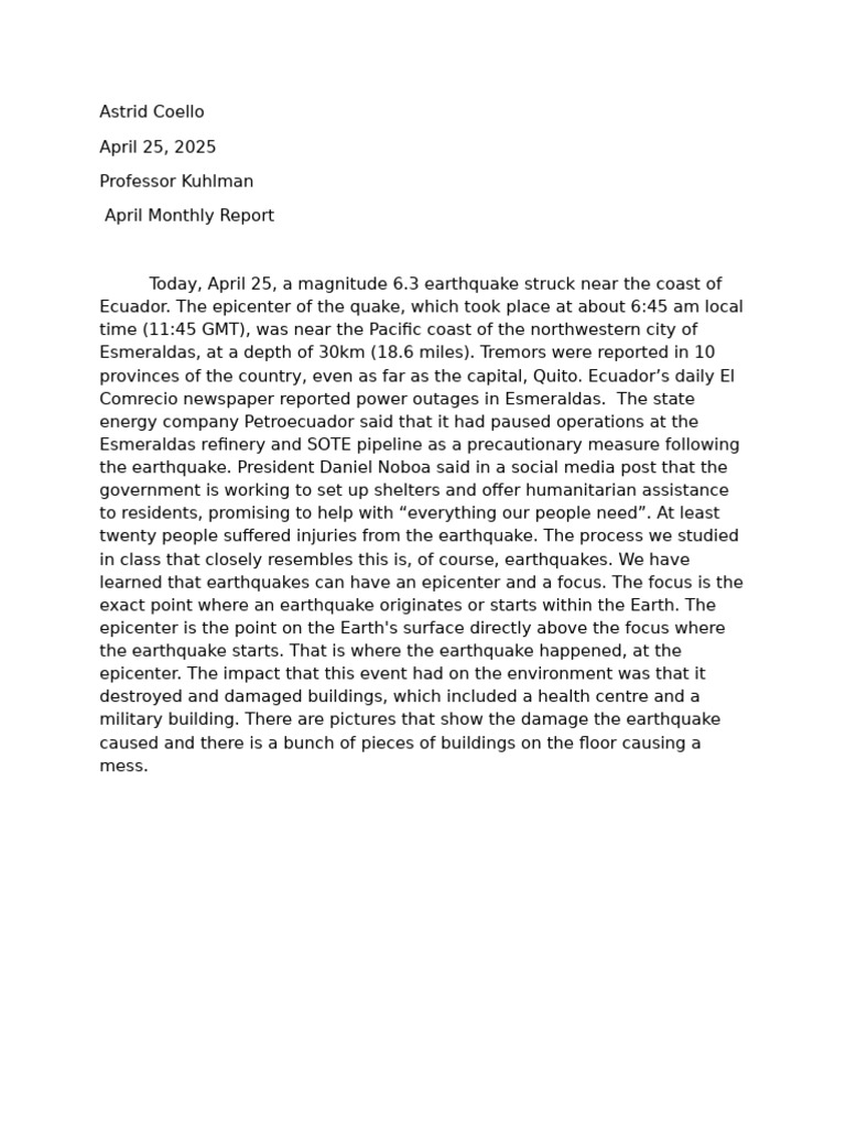 April Monthly Report | PDF