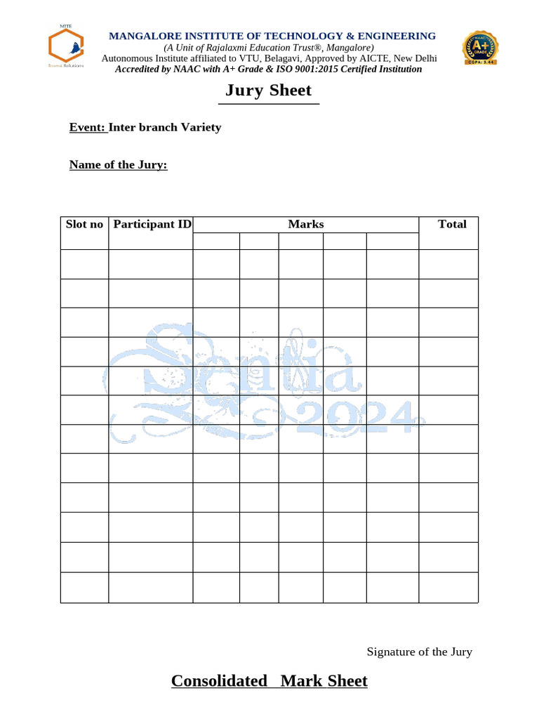 MITE Jury Sheet-2024 | PDF
