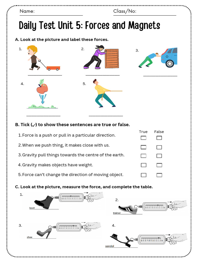 Daily Test Unit 5 Forces and Magnets | PDF