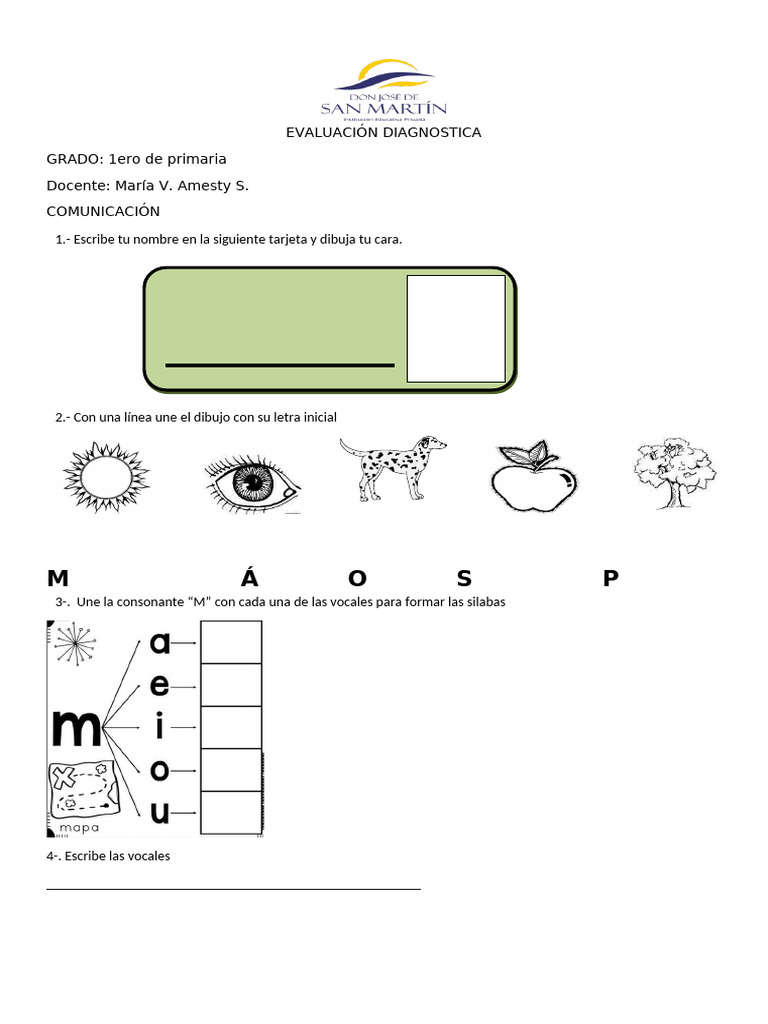 Evaluación Diagnostica 1er Grado | PDF