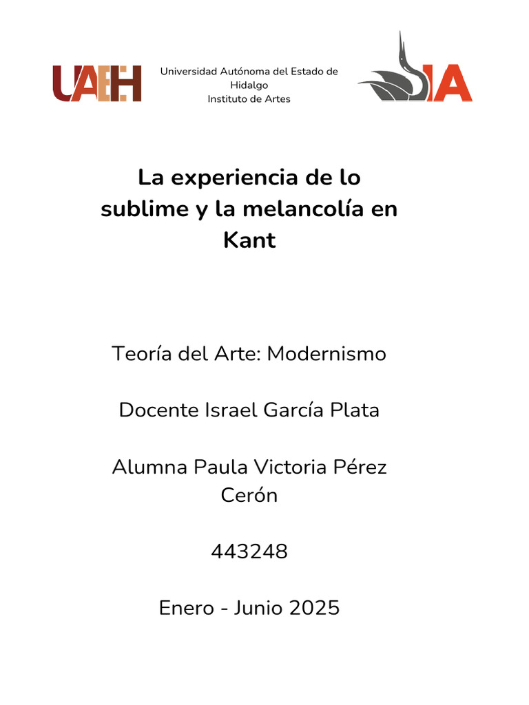 Lo Sublime y La Melancolía en Kant | PDF | Immanuel Kant | Conocimiento