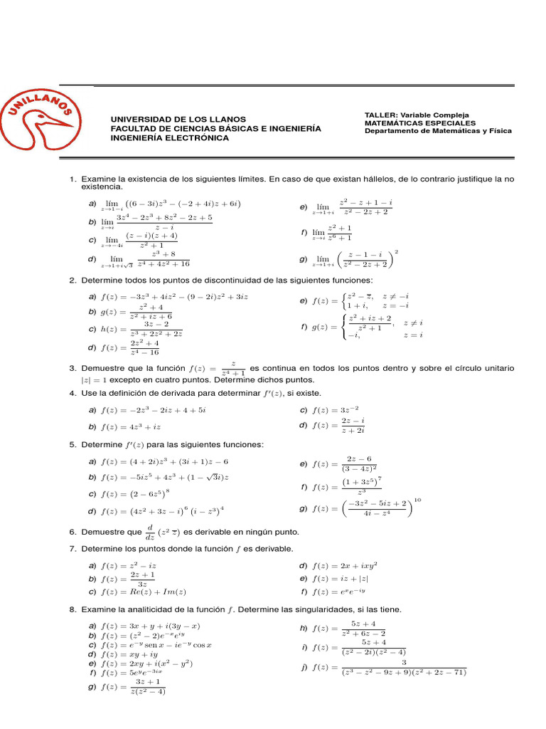 Taller 2 Variable Compleja | PDF