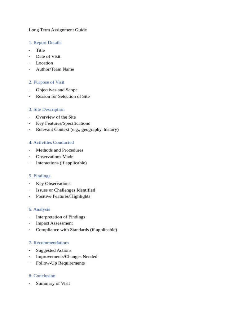 Long Term Assignment Guide | PDF