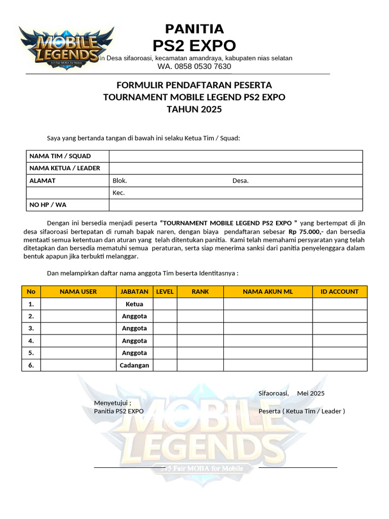 FORMULIR PENDAFTARAN PS2 EXPO (1) | PDF