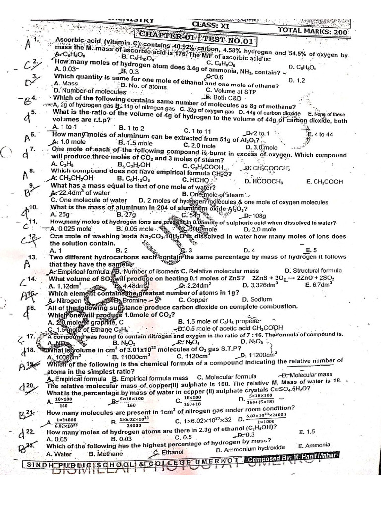 Chem XI Chap 1 SPSC | PDF